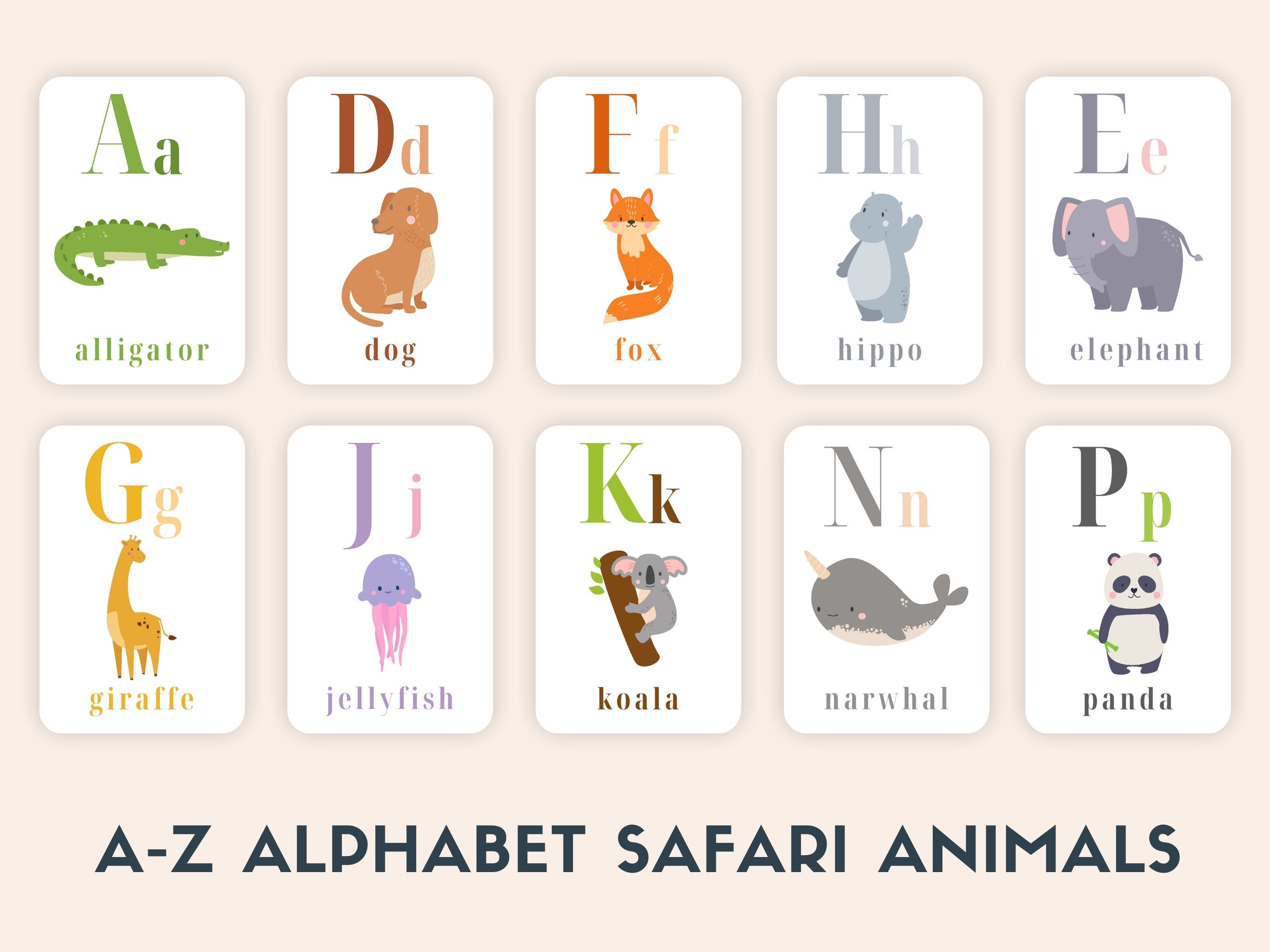 Printable Alphabet Flashcards for Preschoolers - 26 Digital, Colorful ...