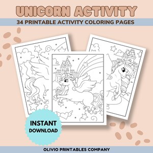 Magical Unicorn Activity Pages, Cute Unicorn Coloring Printable for ...
