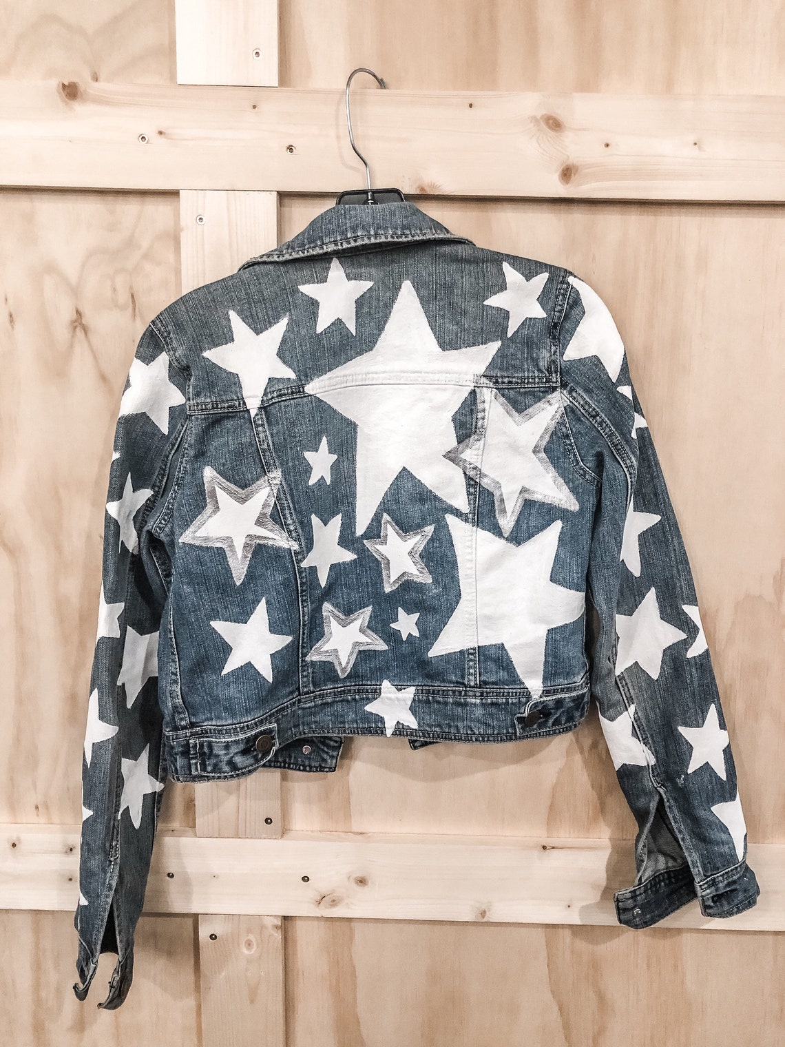 Star Painted Denim Jacket - Etsy