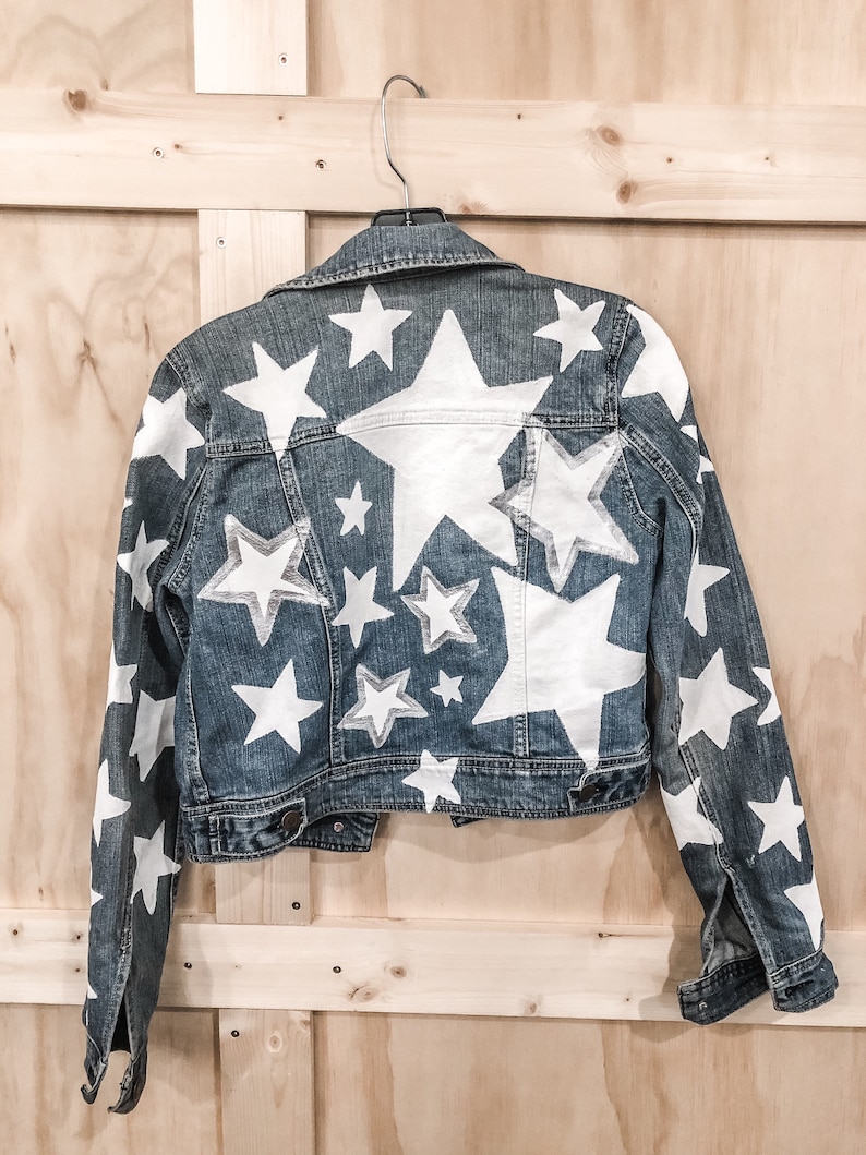 Star Painted Denim Jacket - Etsy