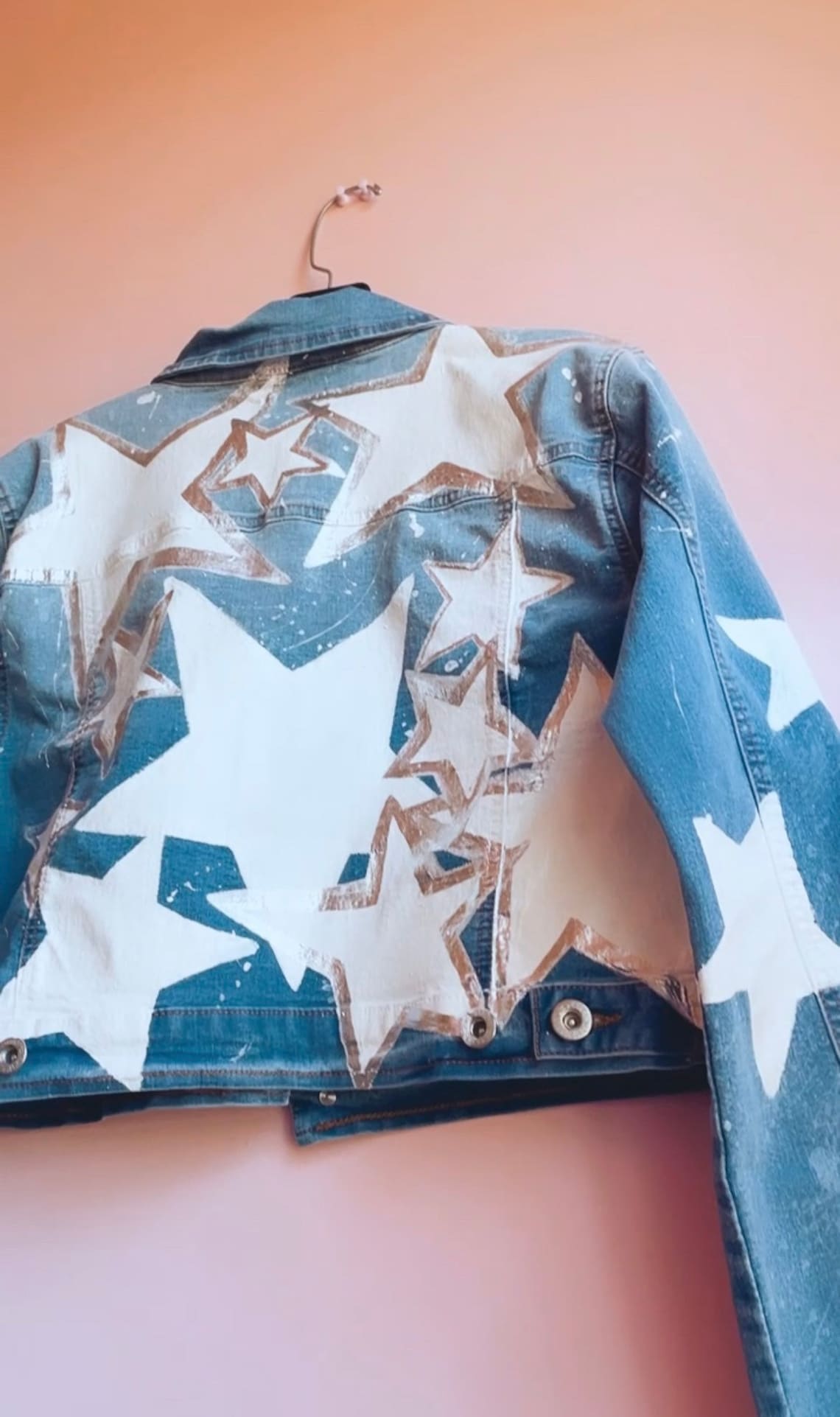 Star Painted Denim Jacket - Etsy