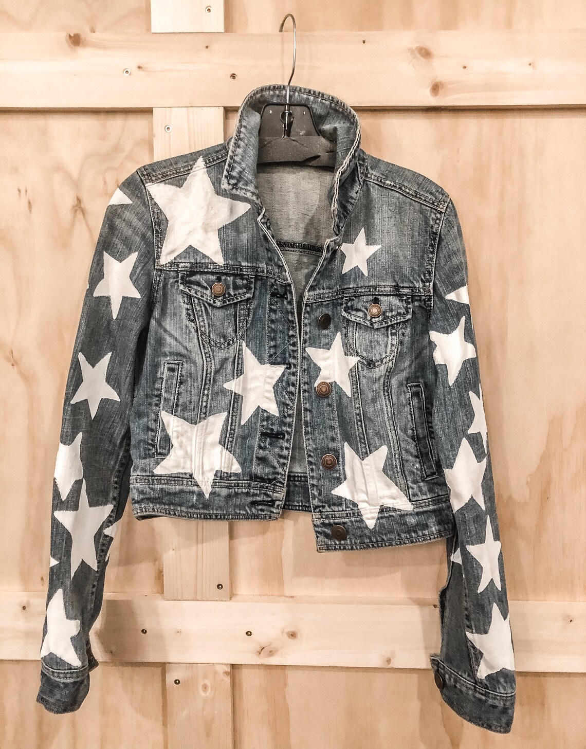 Star Painted Denim Jacket - Etsy