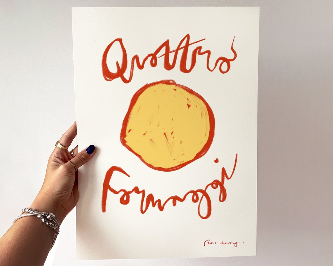 Quattro Formaggi Pizza Print Four Cheeses Italian Art Kitchen Wall ...
