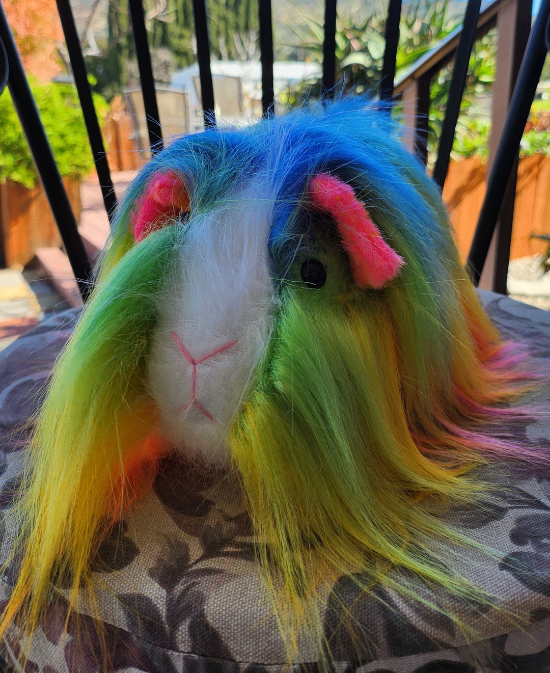 Realistic Looking HANDMADE Long Bright Rainbow Fur Plush CUY Size ...