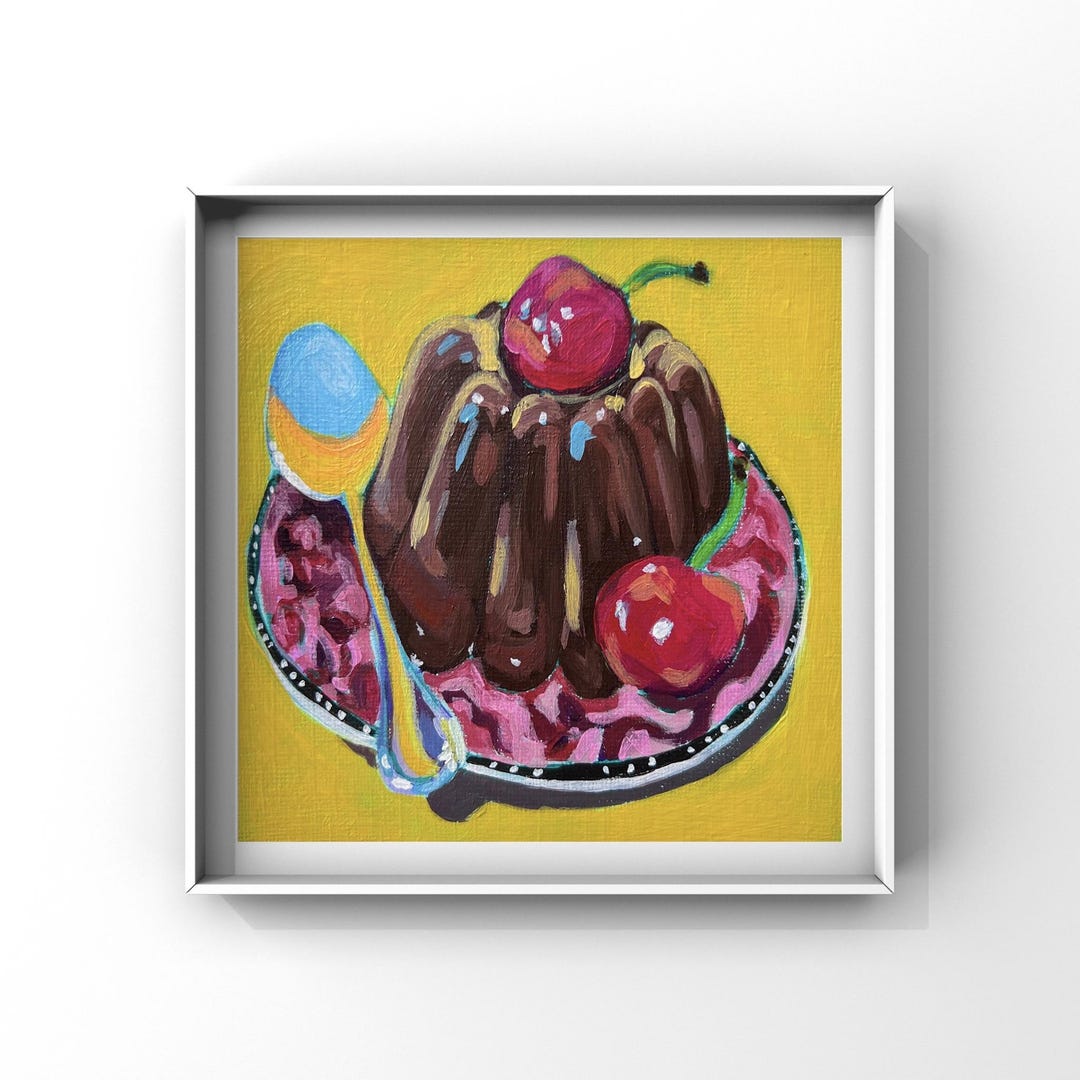 Choco Pudding & Cherries - Original - Etsy