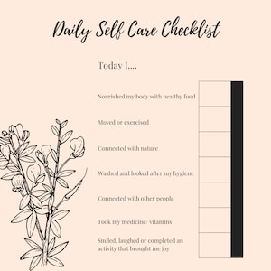 Printable Daily Self Care Checklist - Etsy