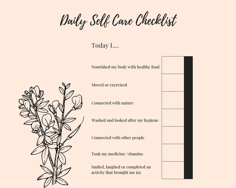Printable Daily Self Care Checklist - Etsy