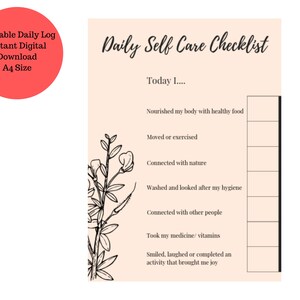Printable Daily Self Care Checklist - Etsy