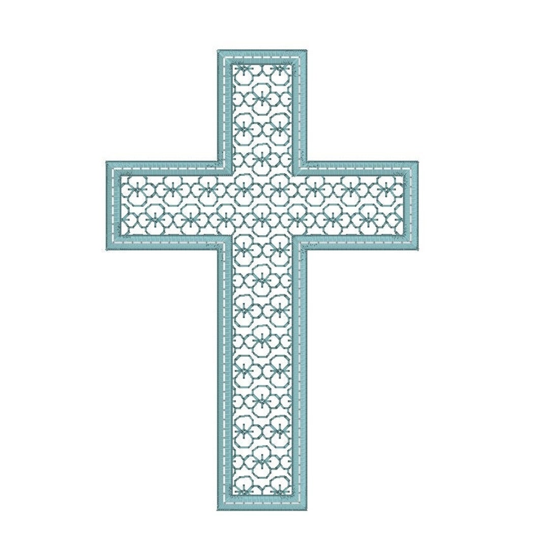 Embroidery Design File - CROSS With FLOWER Motif (with and Without Bean ...