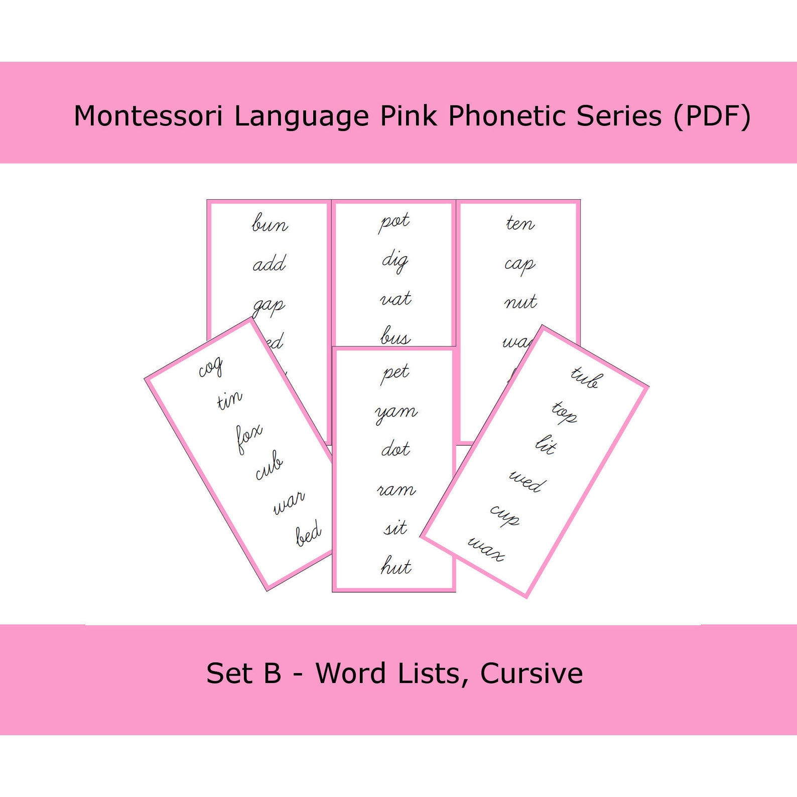 Pink Series Word Lists Cursive 18 lists 108 words PDF | Etsy