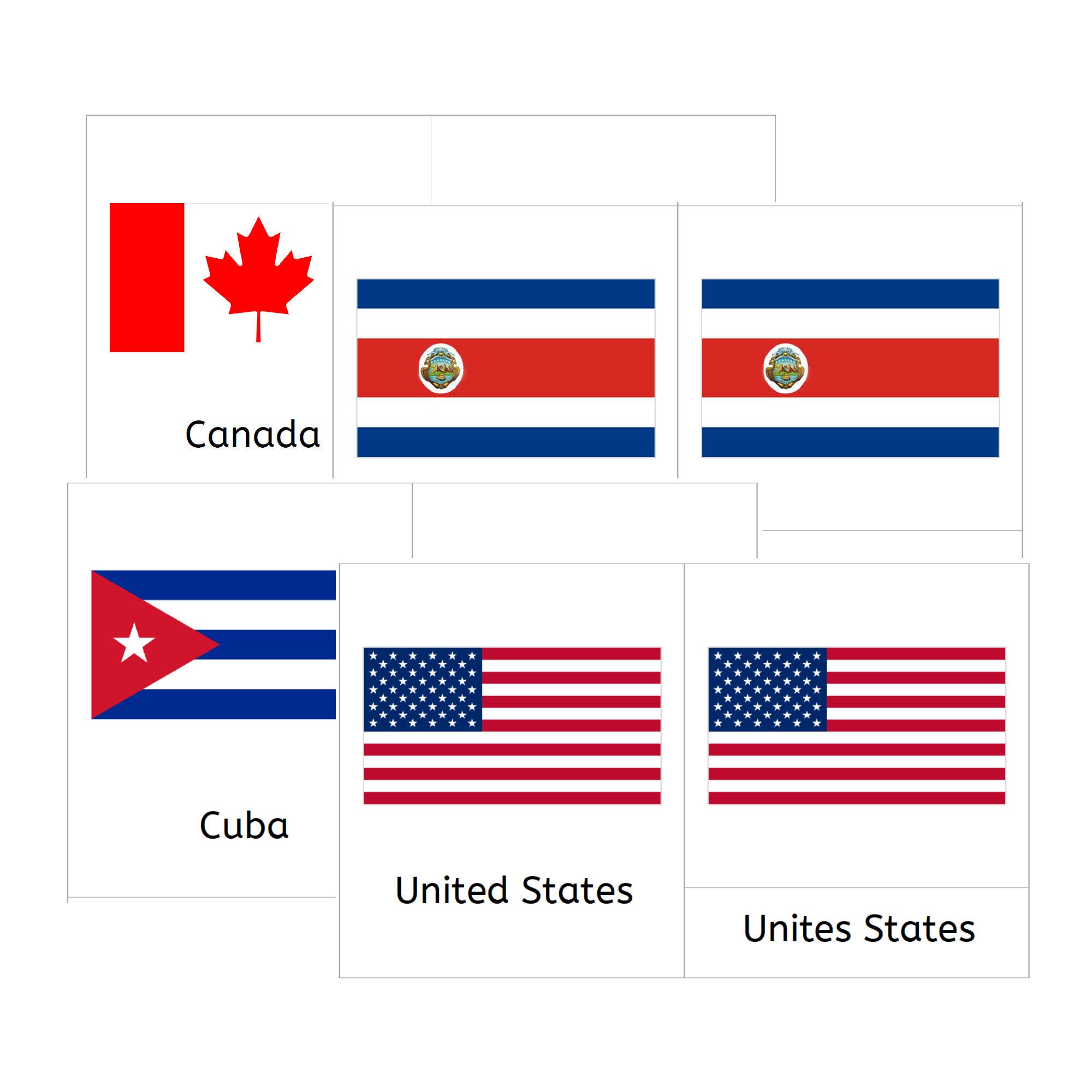 3 Part Cards Flags of North America PDF / IFIT Montessori | Etsy