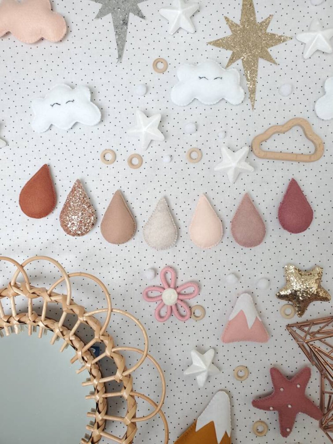 Dusky Pink Earthy Tones Raindrop Droplet Garland. Felt Bunting in Rust ...