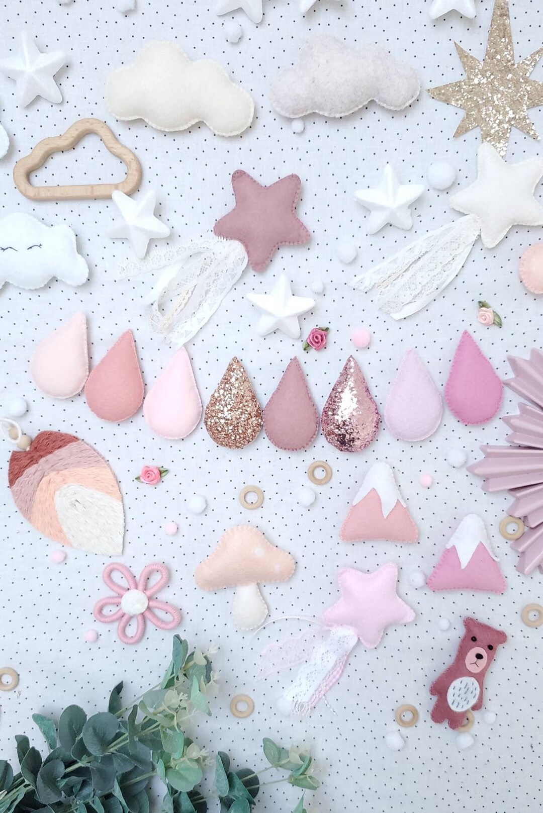 Blush Pink Raindrop Garland. Droplet Bunting. Felt Peach Rain Drop ...