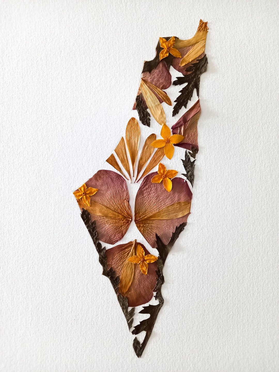 PRINT. Map of Palestine. Pressed Flower Art. A4 Size. - Etsy