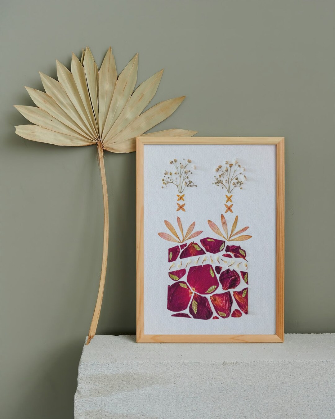 PHYSICAL PRINT of Rose Kaaba. copy of Original Work. Pressed Flower Art ...