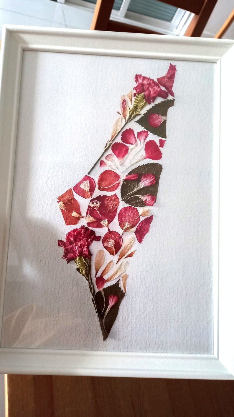 Digital Download. Pressed Flower Art. A4. Carnation. Map of Palestine ...