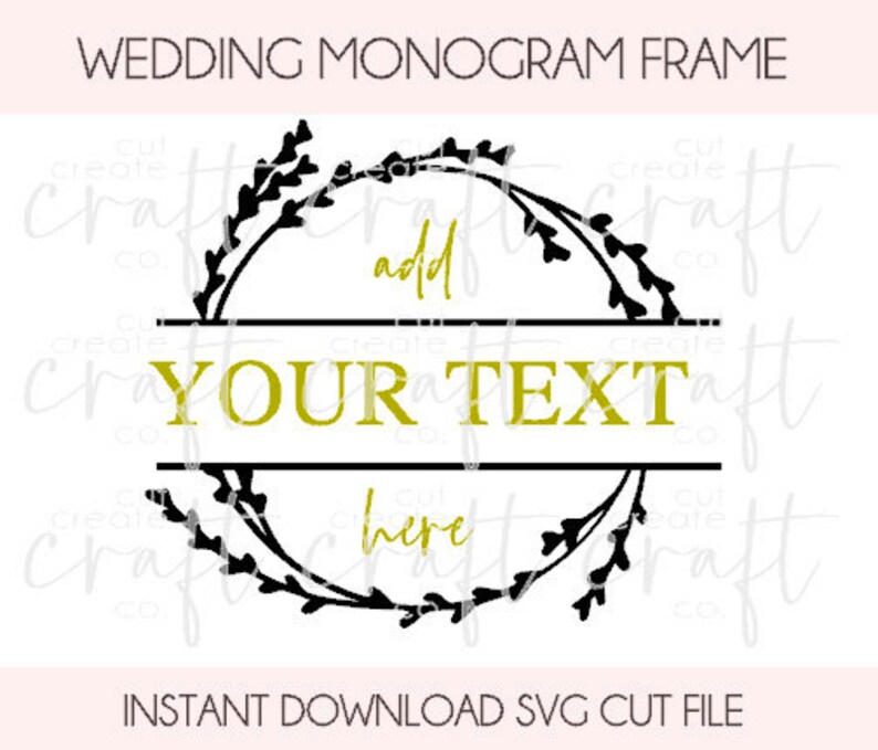 Rustic Wedding Monogram Laurel Wreath Frame Cut File SVG Split - Etsy