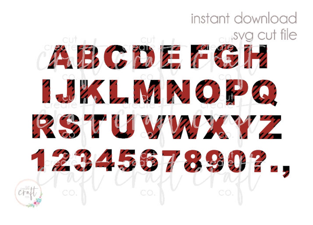 Buffalo Plaid Alphabet Letters Numbers Christmas Design SVG Rustic Wild ...