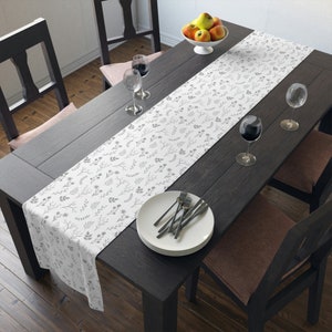 Grey Floral Kitchen Table Runner | 2 Sizes Available | Choice of Fabric ...