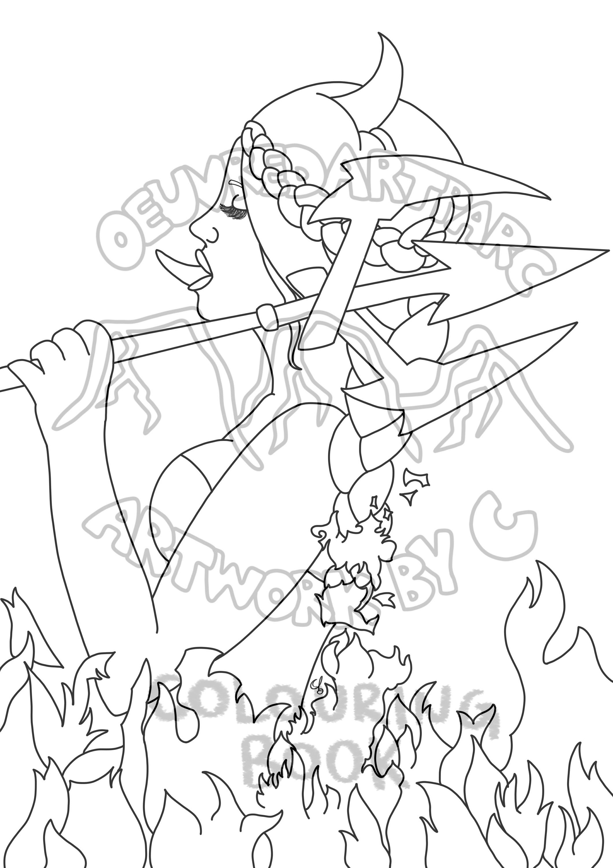 DIGITAL Colouring Page - Devil Girl - Etsy