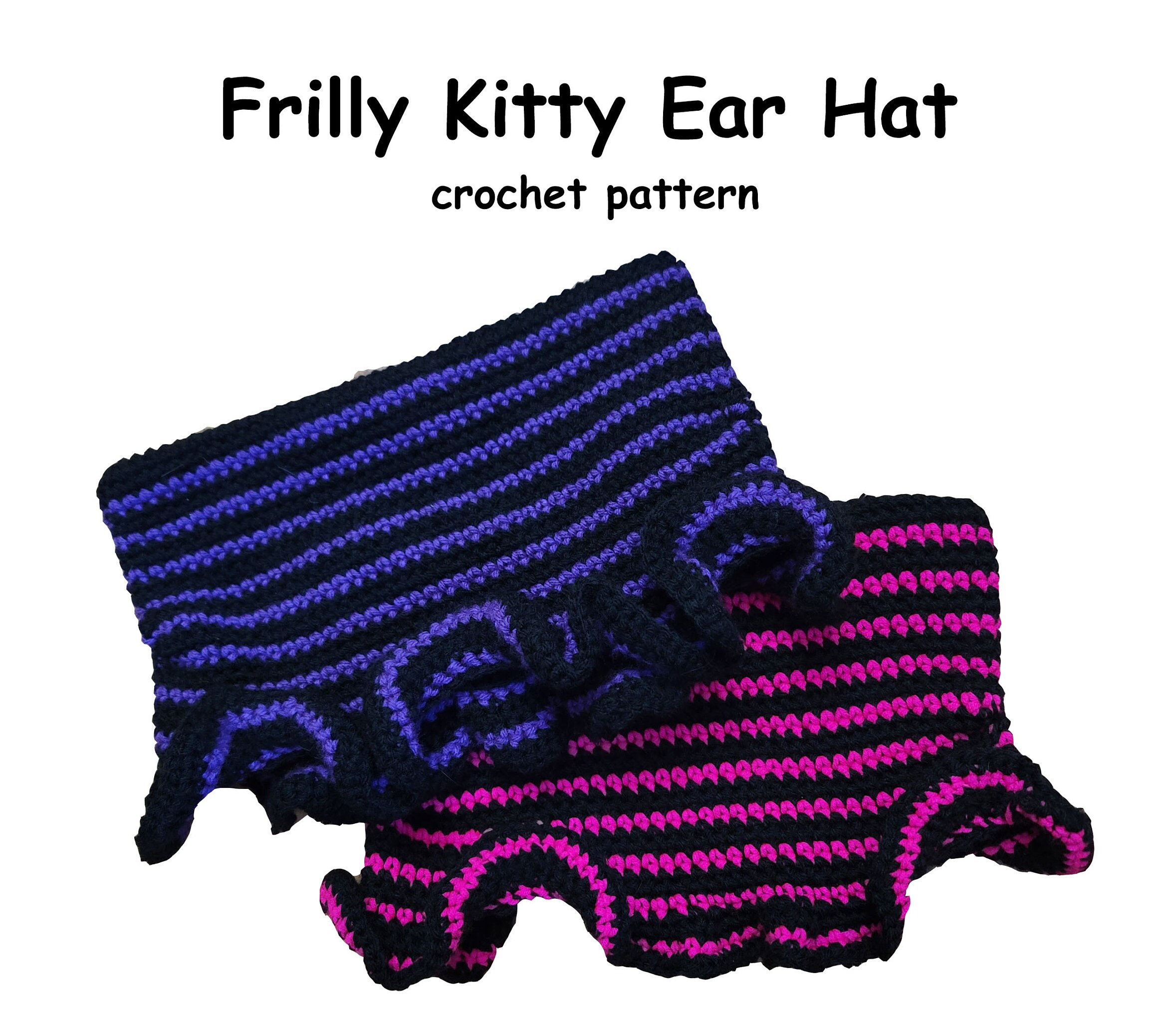 Frilly Kitty Ear Crochet Hat PATTERN - Etsy