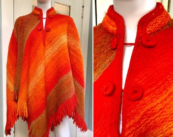 Orange Poncho - Etsy