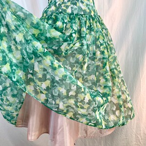 Vintage 50s Small Jonathan Logan Green and Yellow Chiffon Basque Waist ...