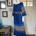 Vintage 70s One Size Greek Deep Blue Embroidered Peasant Style Maxi ...