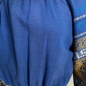 Vintage 70s One Size Greek Deep Blue Embroidered Peasant Style Maxi ...