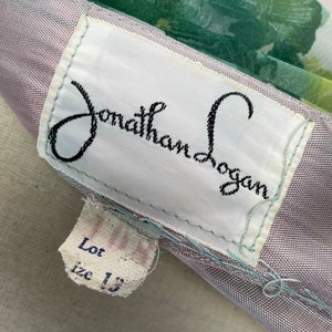 Vintage 50s Small Jonathan Logan Green and Yellow Chiffon Basque Waist ...