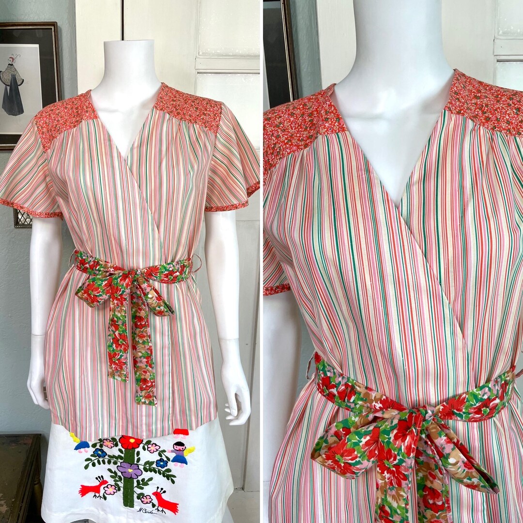 Vintage 70s Medium Large Sears Jr Bazaar Striped Wrap Top - Etsy