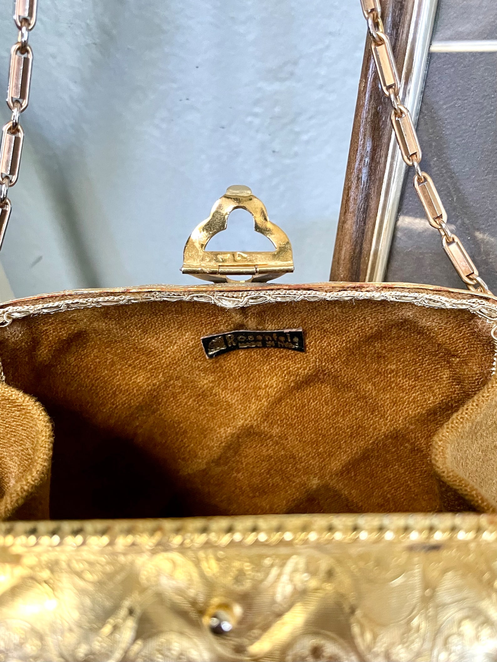 Vintage 70s Rosenfeld Made in Italy Quilted Gold Tone Metal Purse ...