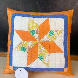 Quilt Pillow With Star/fall Quilt Throw Pillow/lemoyne Star Quilt Throw Pillow/vintage Quilt ...