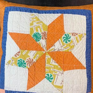 Quilt Pillow With Star/fall Quilt Throw Pillow/lemoyne Star Quilt Throw Pillow/vintage Quilt ...