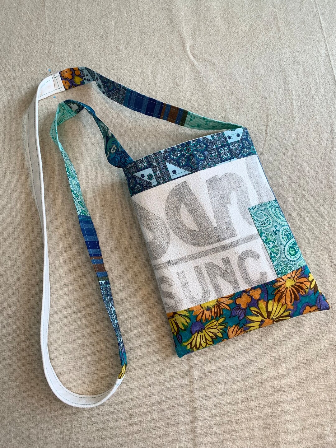 Handmade Cross Body Grain Sack Bag/grain Sack Crossbody Small Cell ...