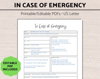 In Case of Emergency Printable Organizing PDF INSTANT - Etsy