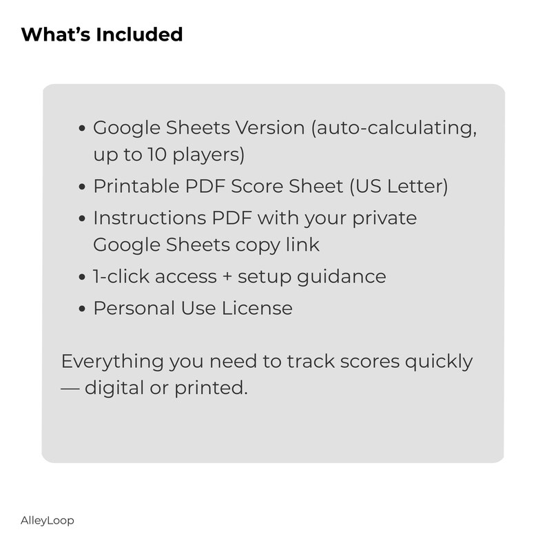 Card Game Score Sheet | Google Sheets & Printable PDF | Score Tracker ...