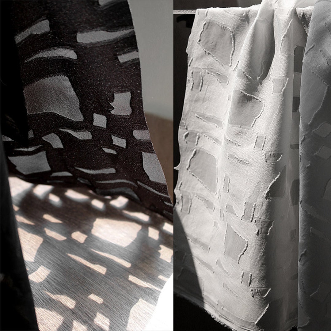 Special-shaped Textured Fabric, Black Patch Jacquard Fabric, White ...