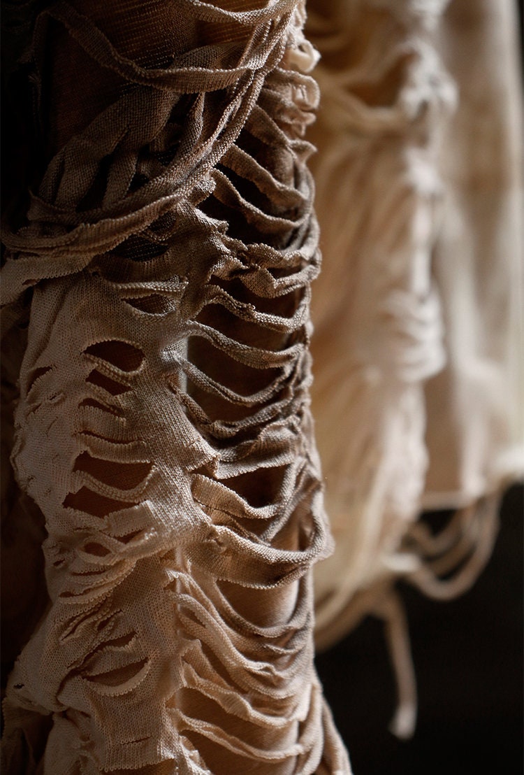 Tattered Knit Fabric, Stretch Knit Fabric, Tie-dyed Fabric, Distressed ...