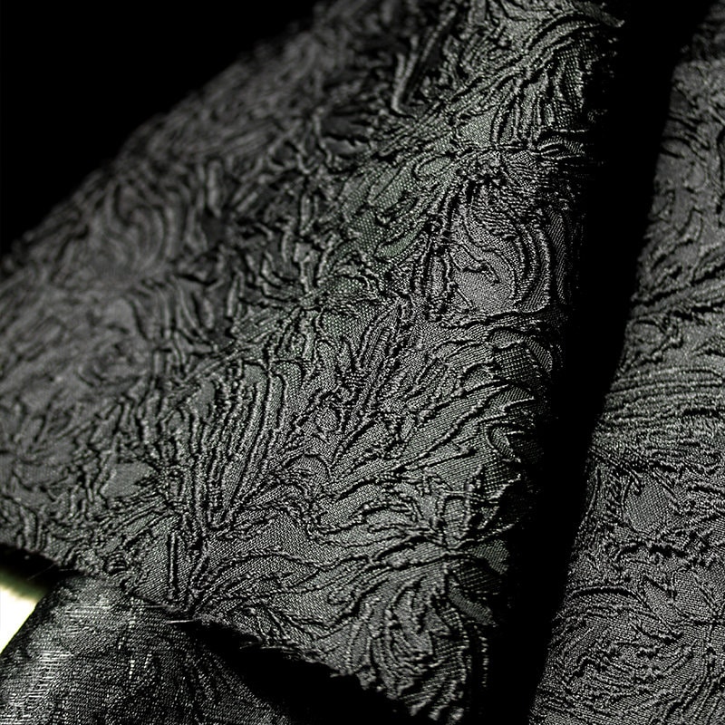 Black Jacquard Fabric, 3D Line Texture Fabric, Mysterious Textured ...