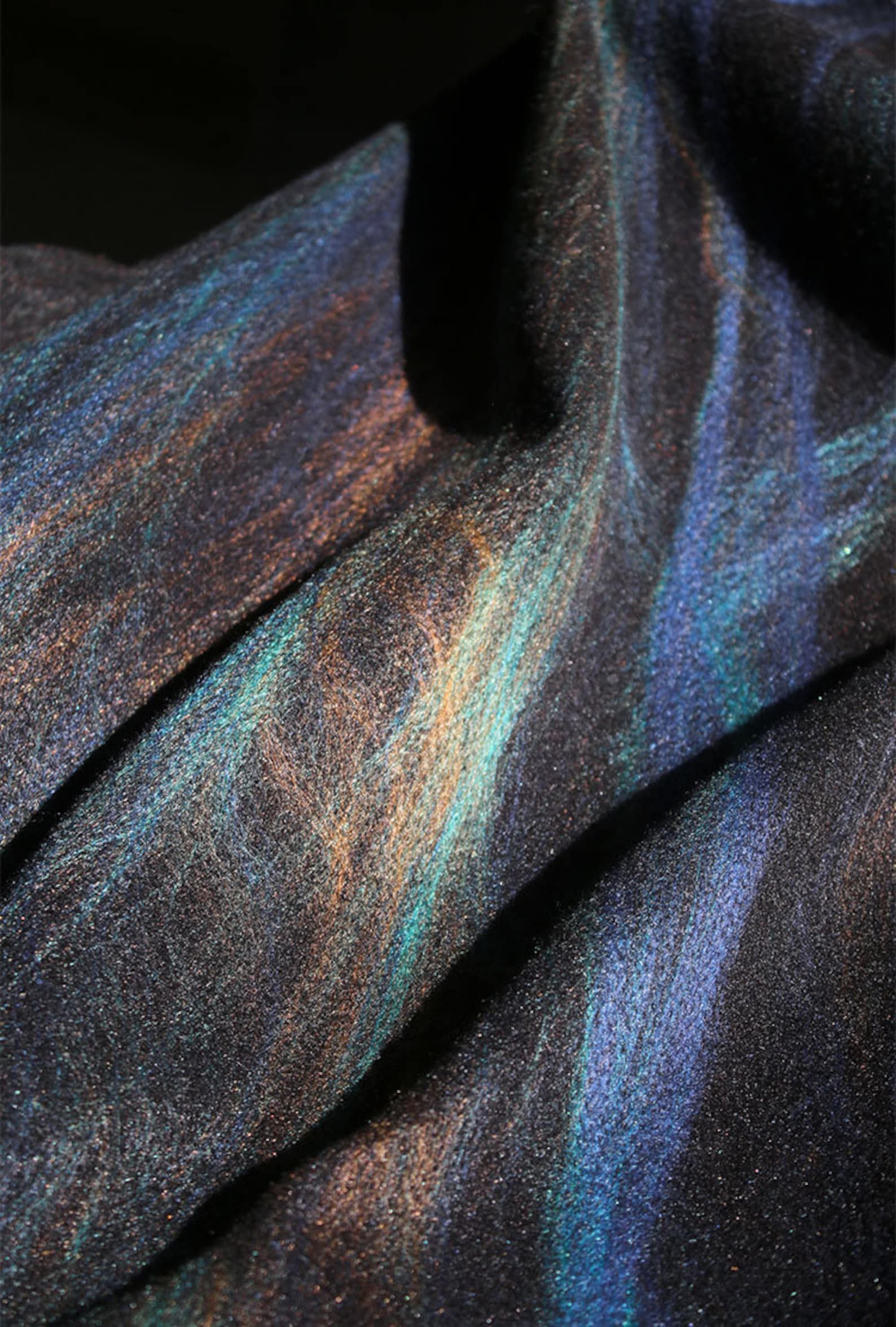 Wool Felt Designer Fabric, Winter Coat Material, Black Blue Thick ...
