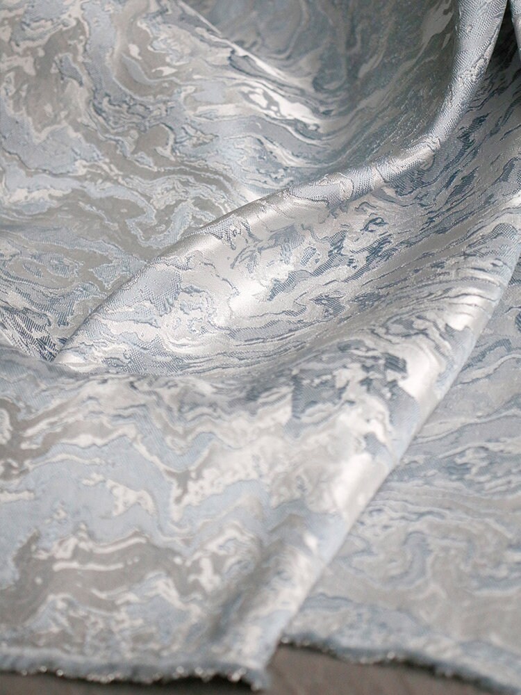 Dusty Blue Wavy Fabric, Double-sided Jacquard Fabric, Molten Rock ...