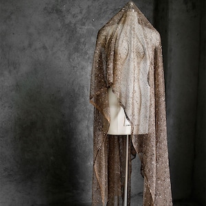 Brown Jnitted Mesh Fabric, Large Mesh Fabric, Hollow See-through Fabric ...