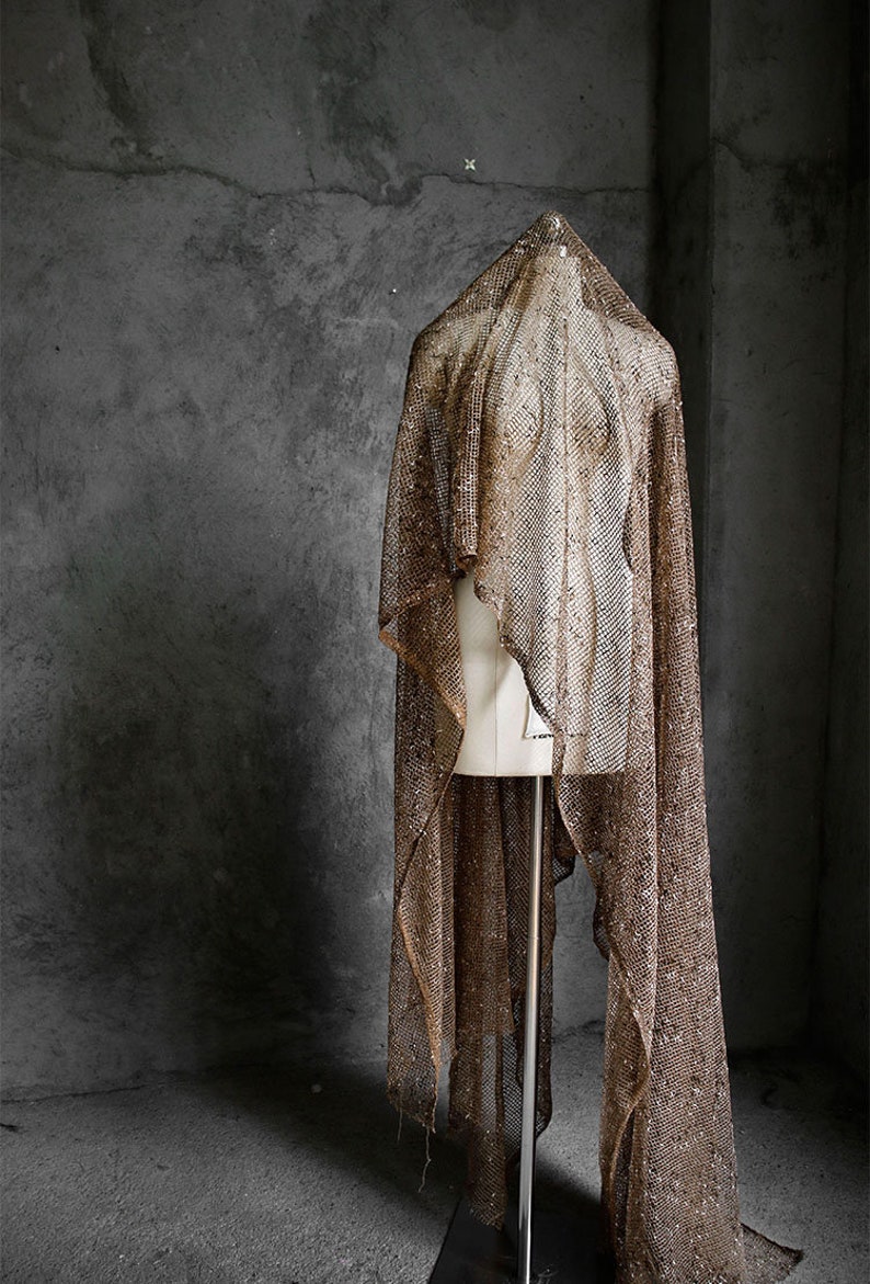 Brown Jnitted Mesh Fabric, Large Mesh Fabric, Hollow See-through Fabric ...