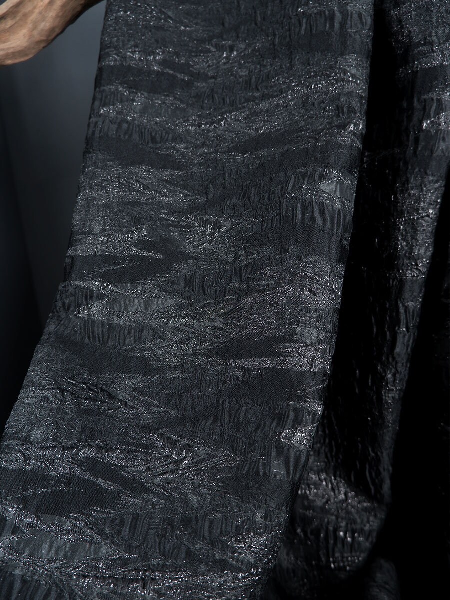 Black Jacquard Fabric, Textured Fabric, Dystopian Fabric, Designer ...
