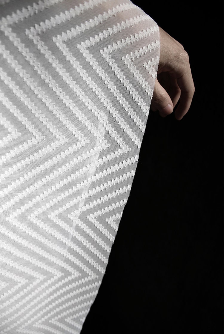 Geometric Jacquard Fabric, See-through Fabric, Black White Mesh Fabric ...