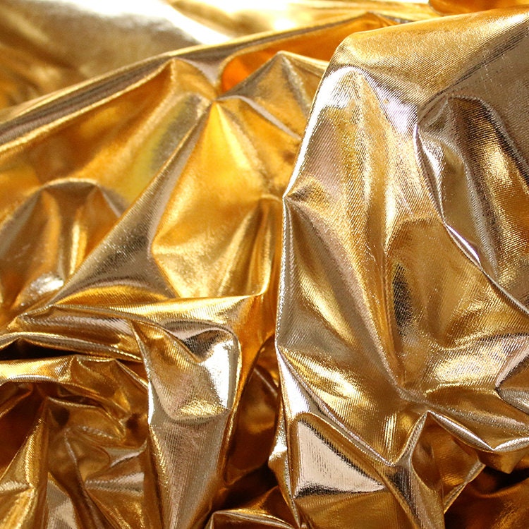 Gold Metallic Fabric, Thin TPU Fabric, Gold Mirror Coated Fabric, 4-way ...