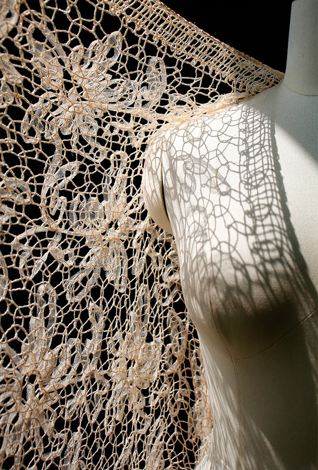 Jacquard Mesh, Embroidered Floral Fabric, Beige Hollow Mesh, See ...