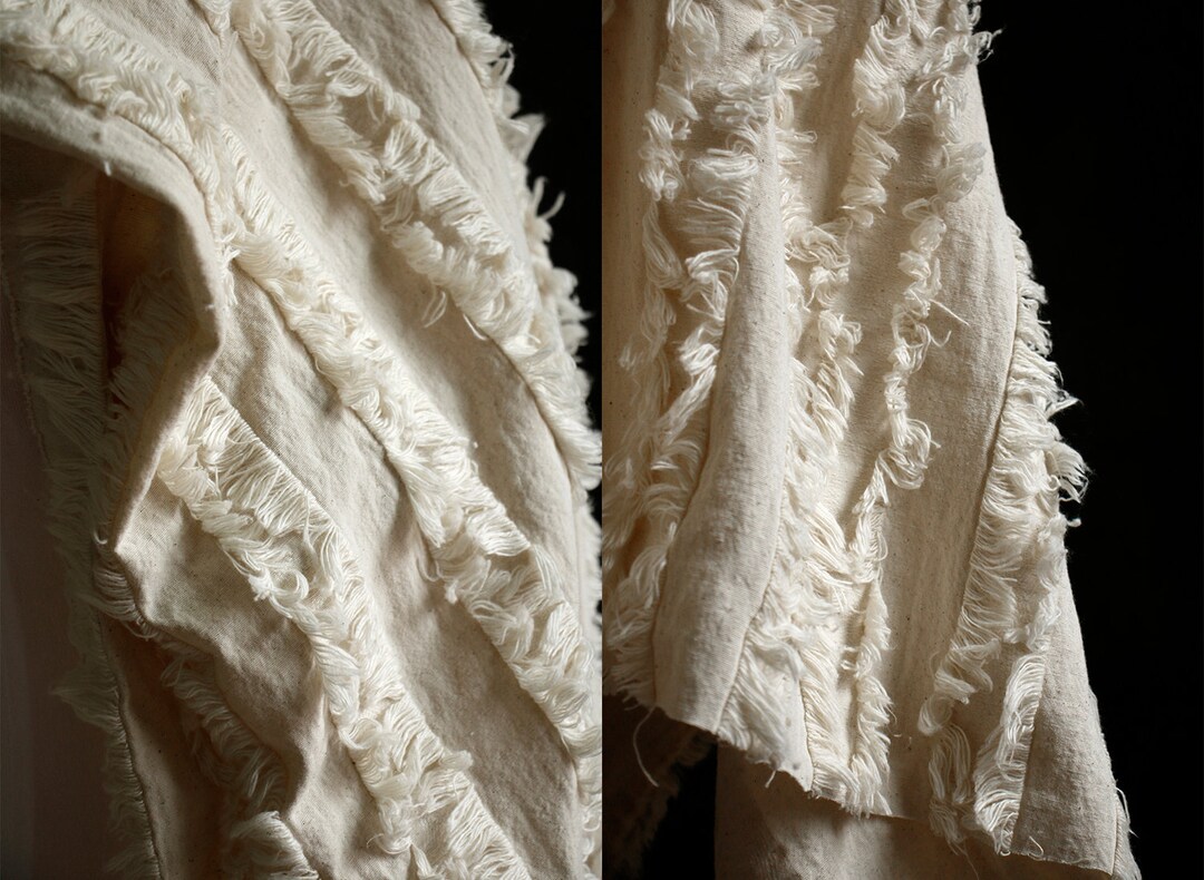 Fringe Jacquard Fabric, Beige Cotton Fabric, Solid Colored Cotton ...