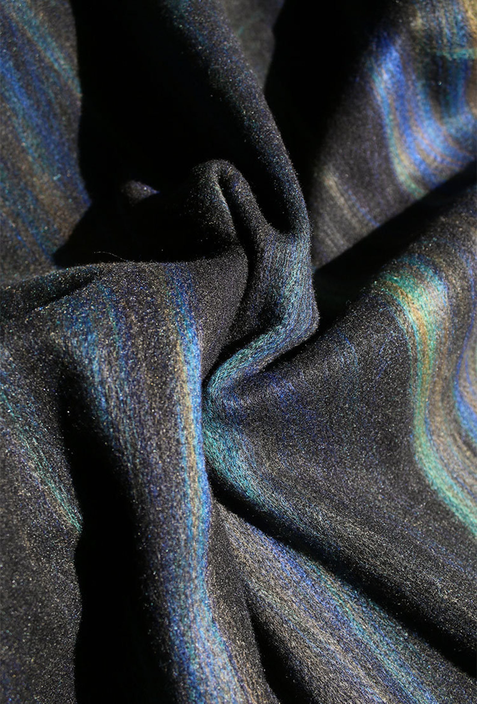 Wool Felt Designer Fabric, Winter Coat Material, Black Blue Thick ...